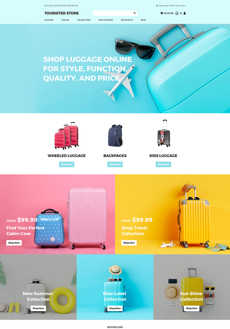Tourister store - Travel Store MotoCMS Ecommerce Template #77531
