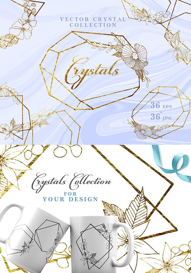 Vector Collection Of Crystal Shapes - Illustration