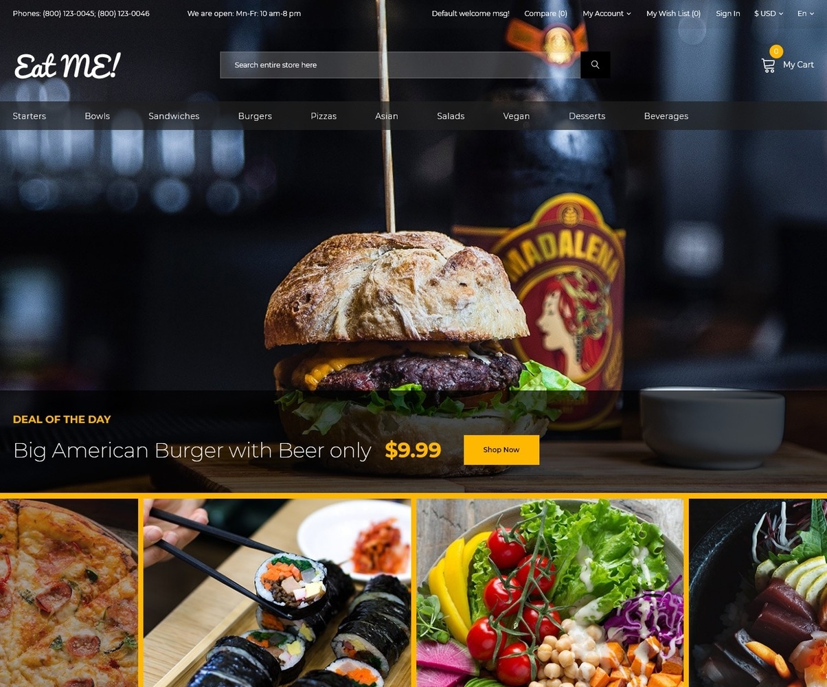 Eat Me - Cafe and Restaurant Creative OpenCart Template