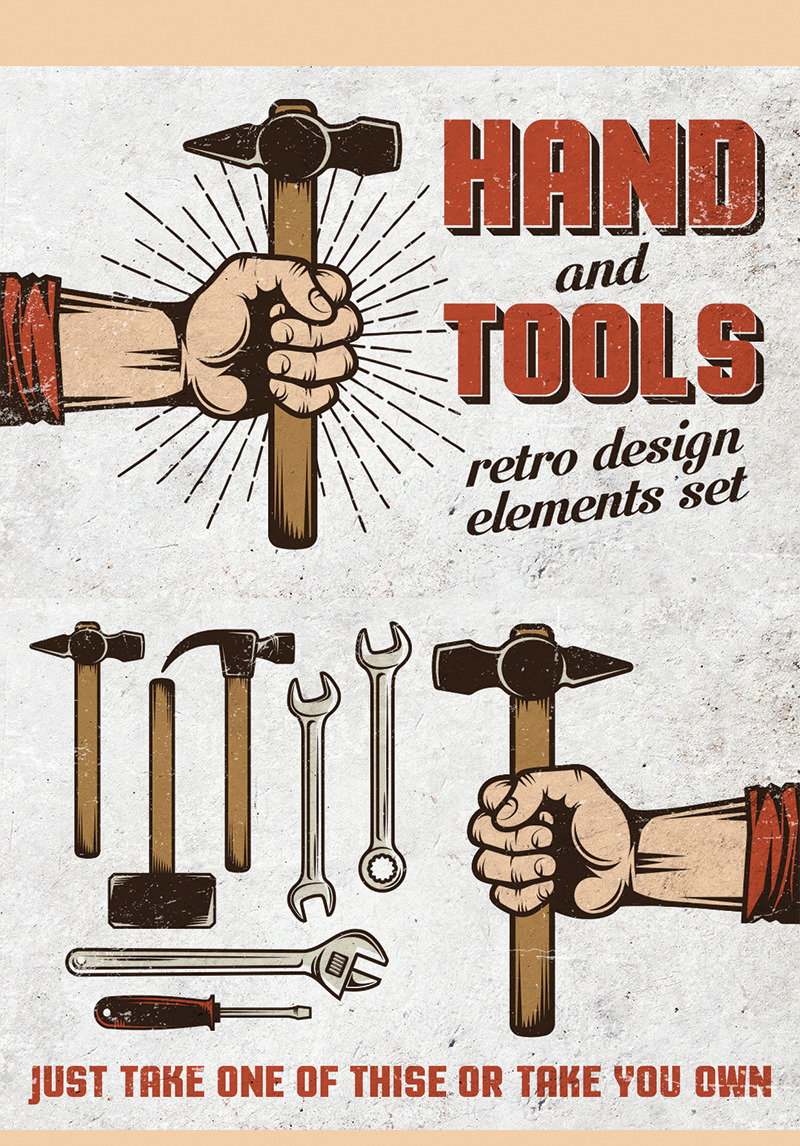 Hand and Tools Set - Illustration #78150