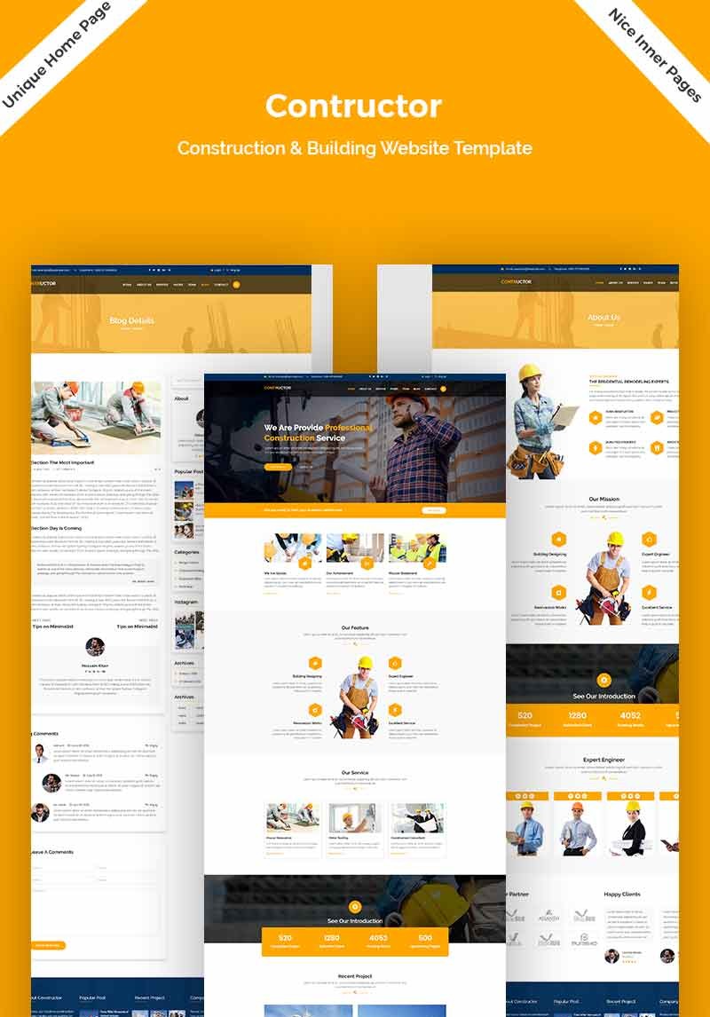 Contructor-Construction & Building Landing Page Template #78400