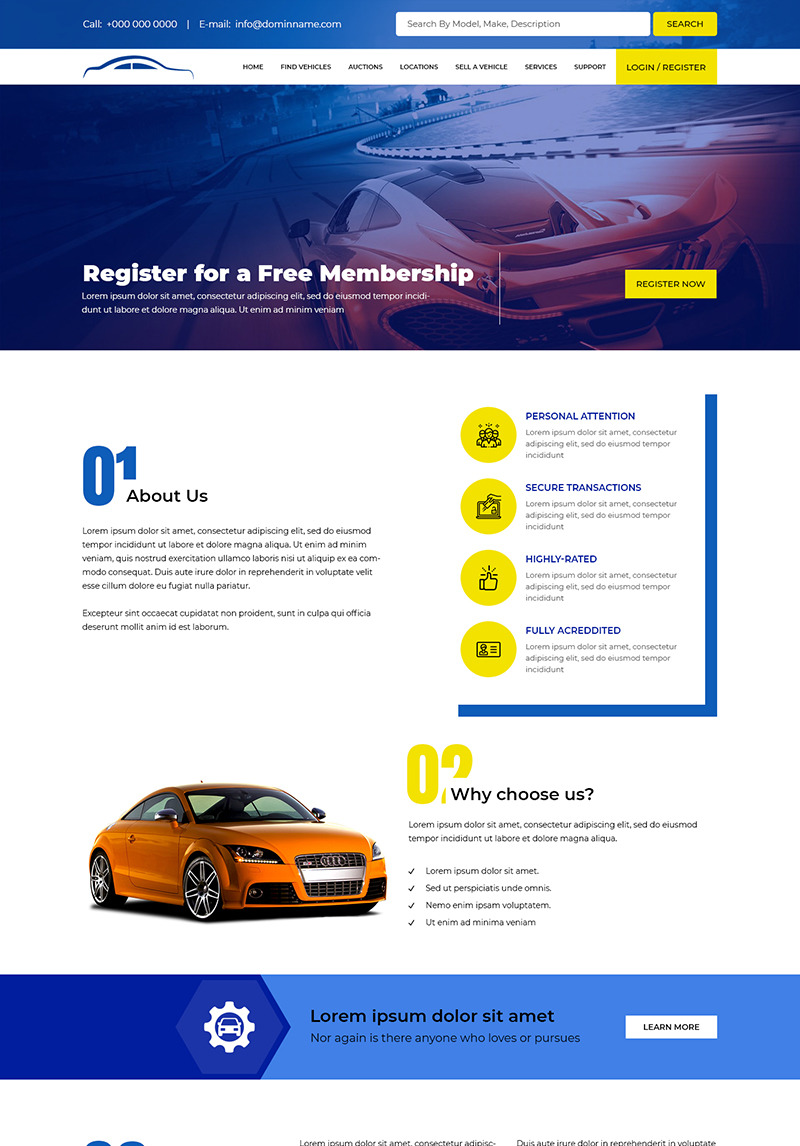 Cauction - Multipurpose Car Auction PSD Template #78787