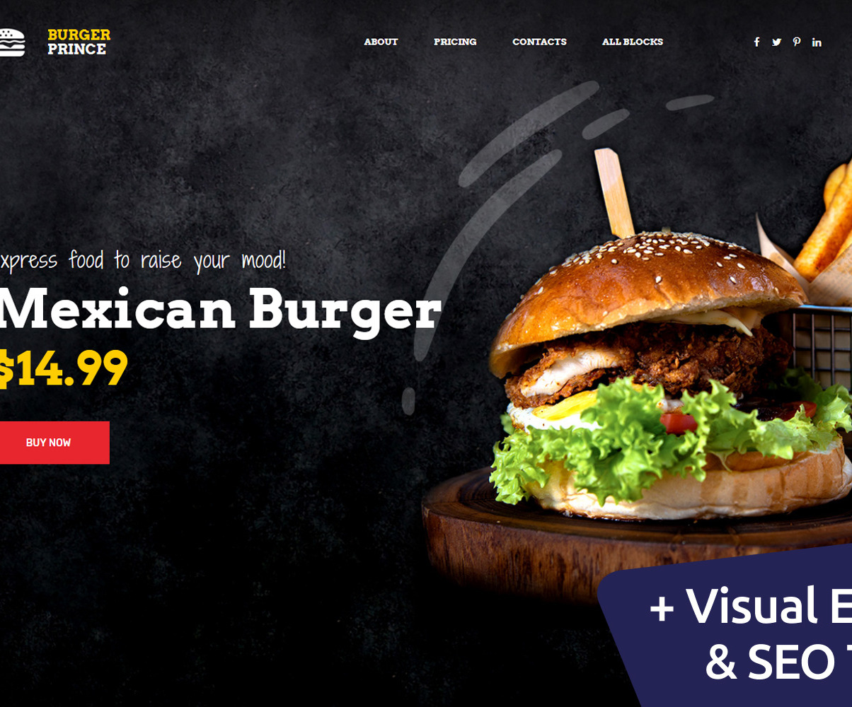 Burger Prince Landing Page Template #79170