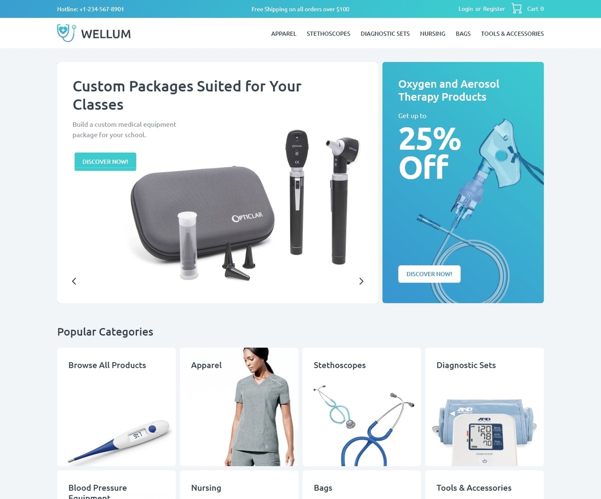 Wellum - Medical ECommerce Classic Elementor WooCommerce Theme