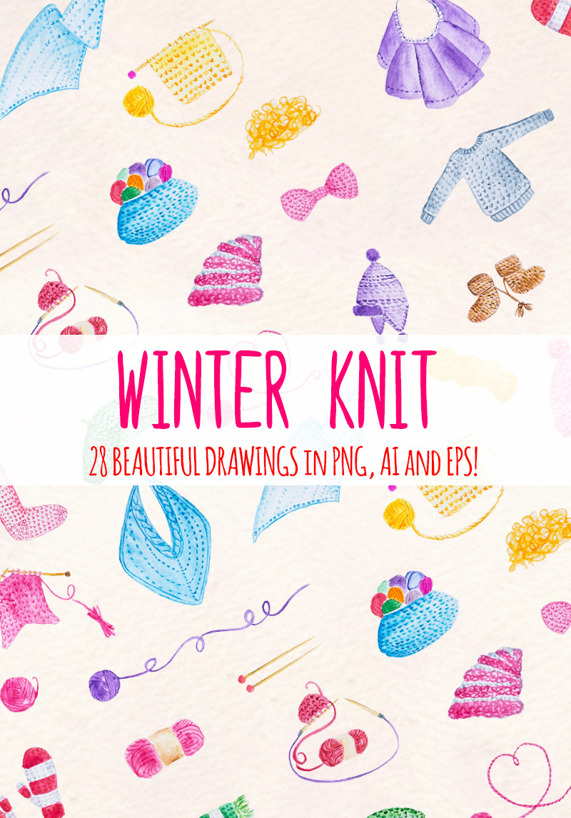 28 Winter Knitted Illustration #79672