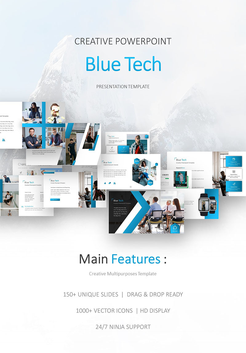 Blue Tech PowerPoint Template #79949