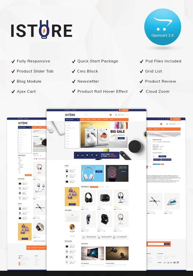 iStore - Electronic Shop OpenCart Template #79929