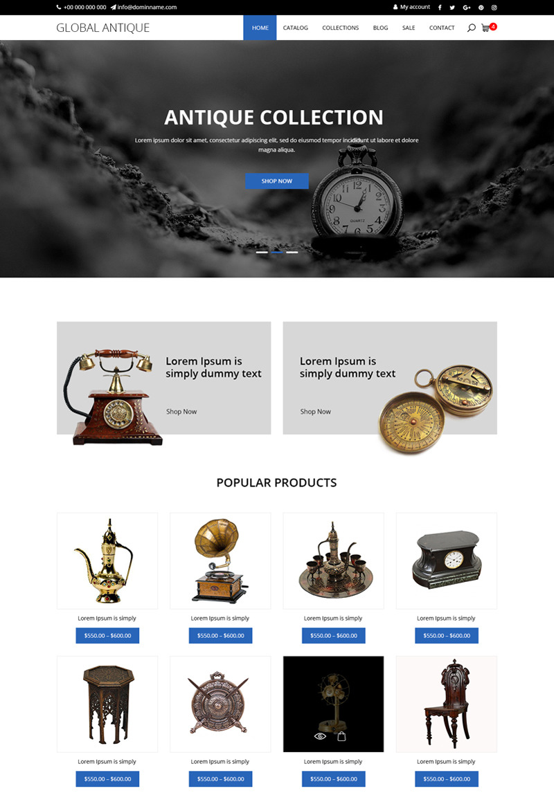 Global Antique - Antique Store PSD Template #80502