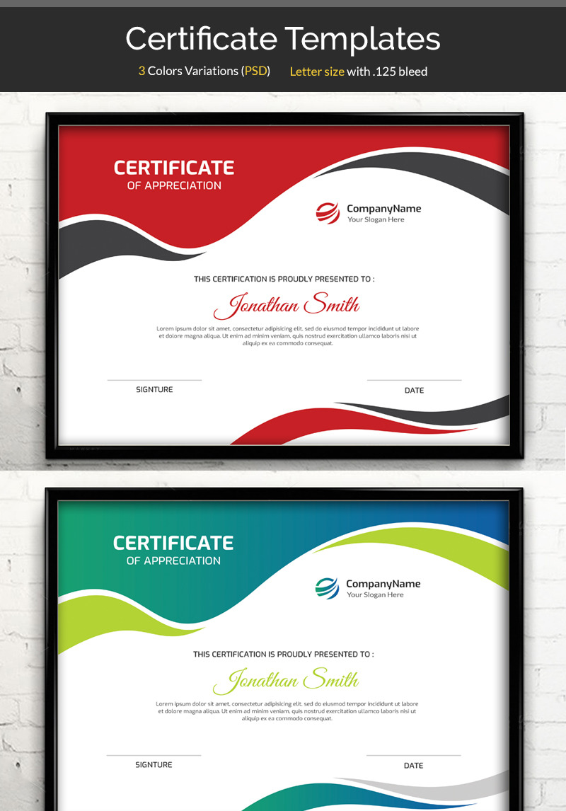 Waves Certificate Template #80537 - TemplateMonster