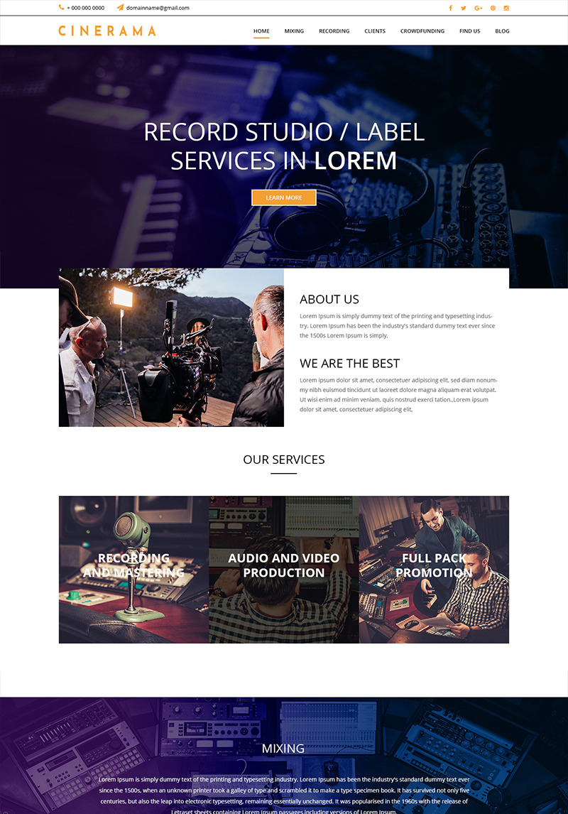 Cinerama - Audio Mix Studio PSD Template #80616