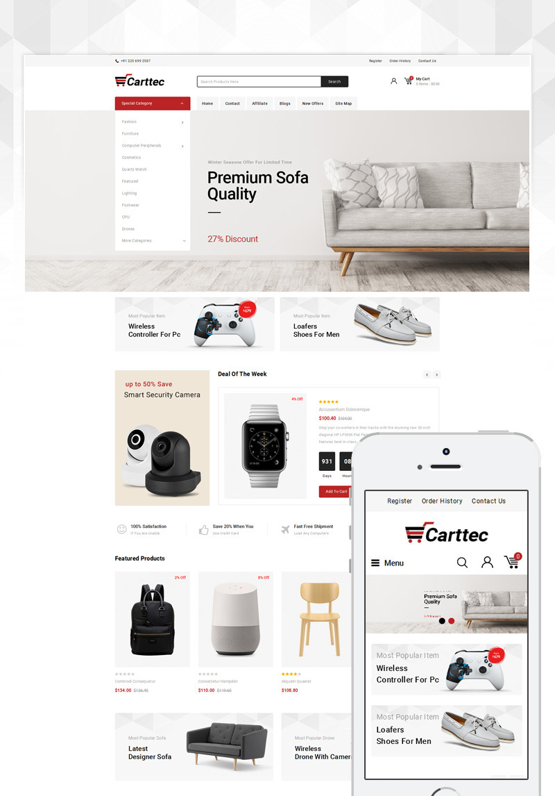 Carttec Accessories Store OpenCart Template #80764
