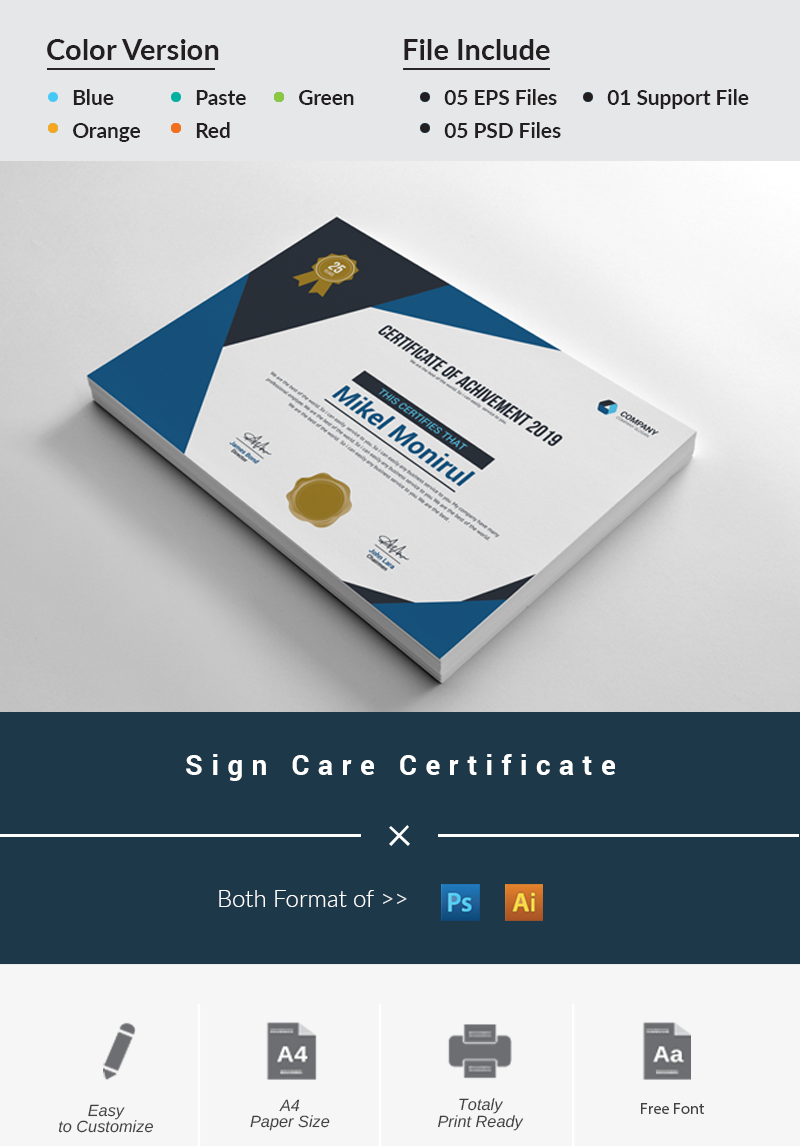 Sign Care Certificate Template #81208