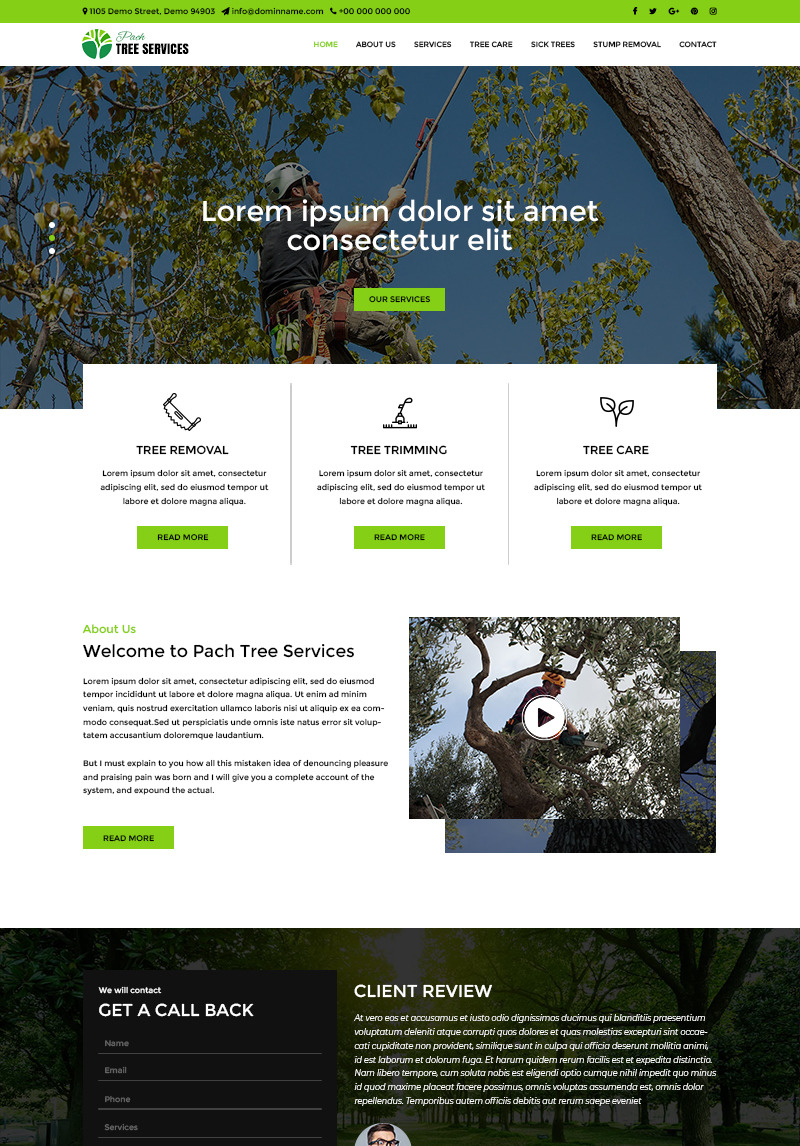 Pach Tree Services - Tree Services PSD Template #81705