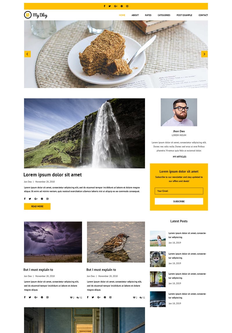 My Blog - Personal Blog PSD Template #81936