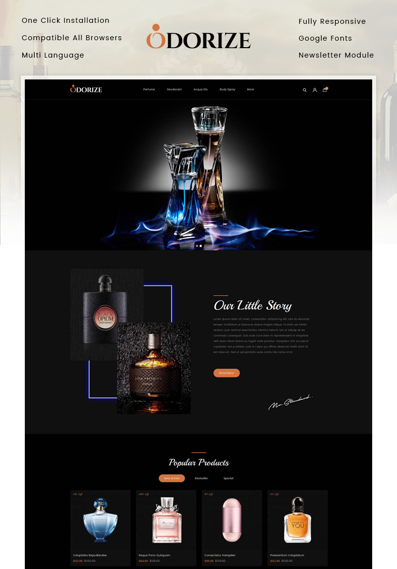 Odorize Perfume Store OpenCart Template #82268