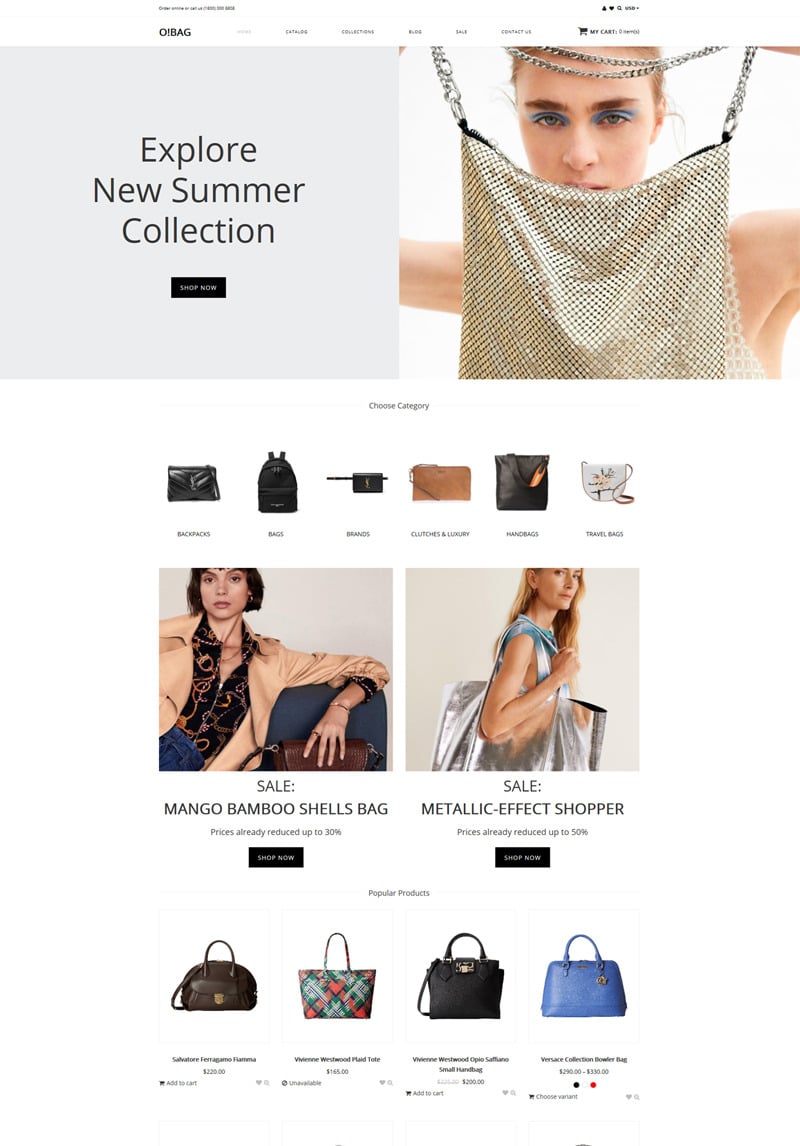 O!BAG - Bag Shop Clean Shopify Theme #82380