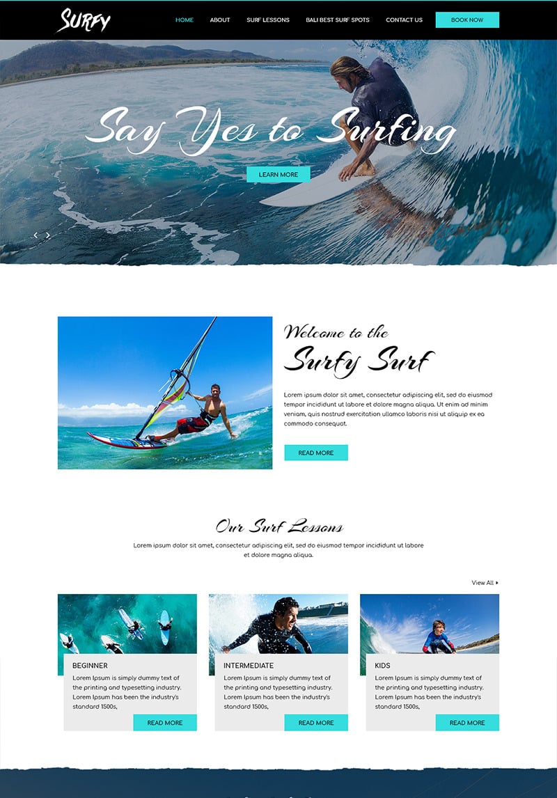 Surfy - Surfing PSD Template #82423