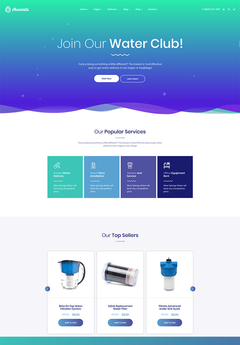 Akwantis - Bottled Water Delivery Website Template #82880