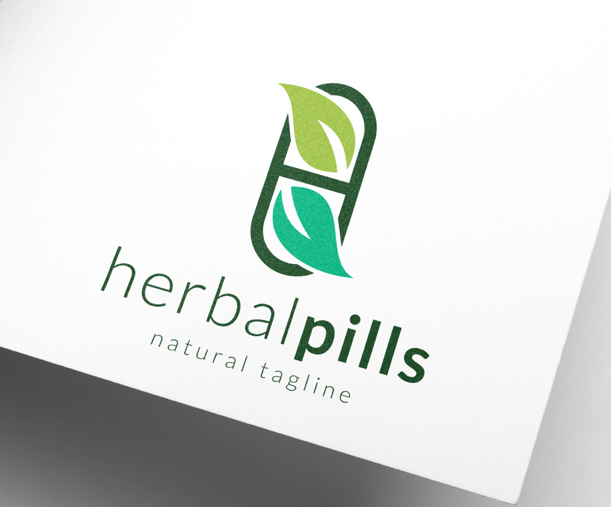 Natural Drug Herbal Pills Logo Template #82935