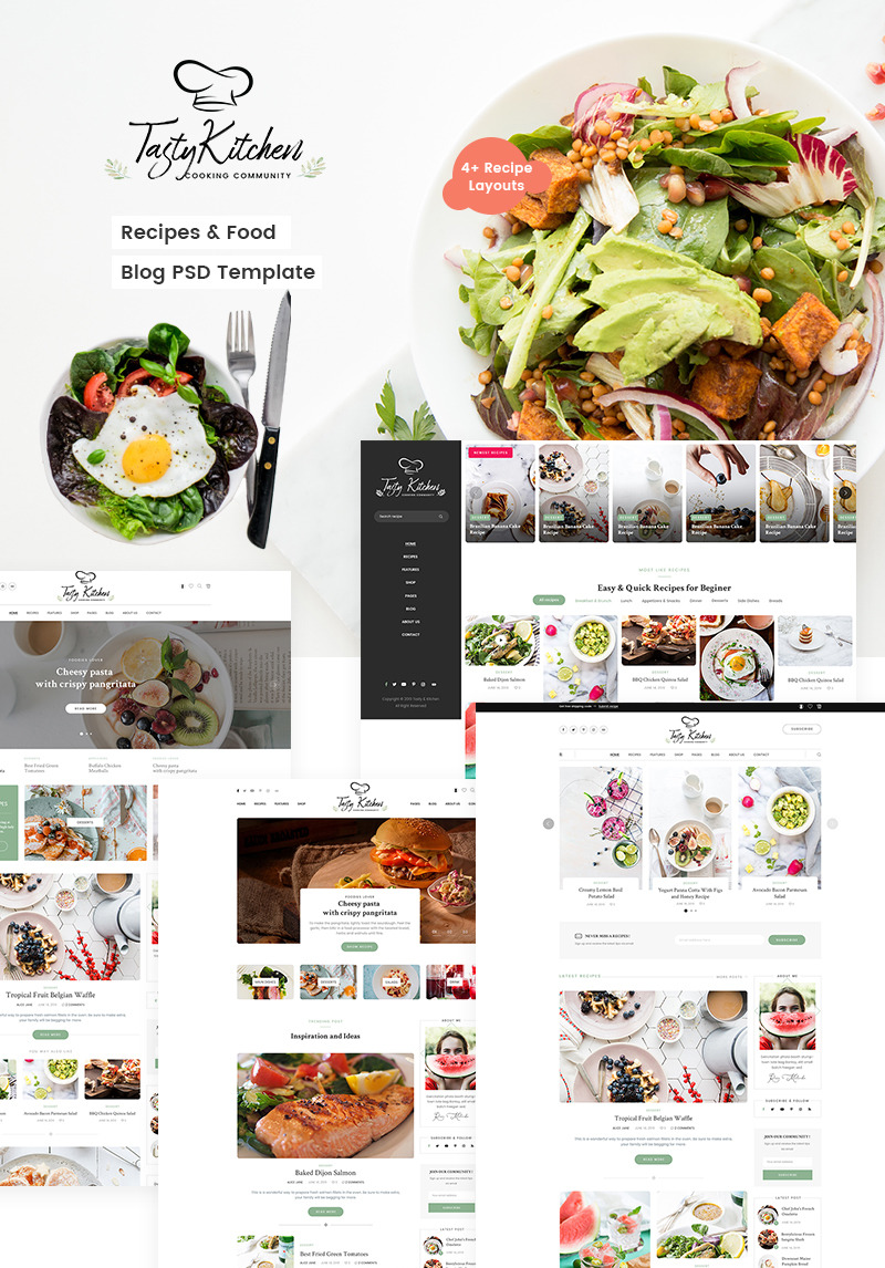 TastyKitchen - Recipes & Food Blog PSD Template #83936