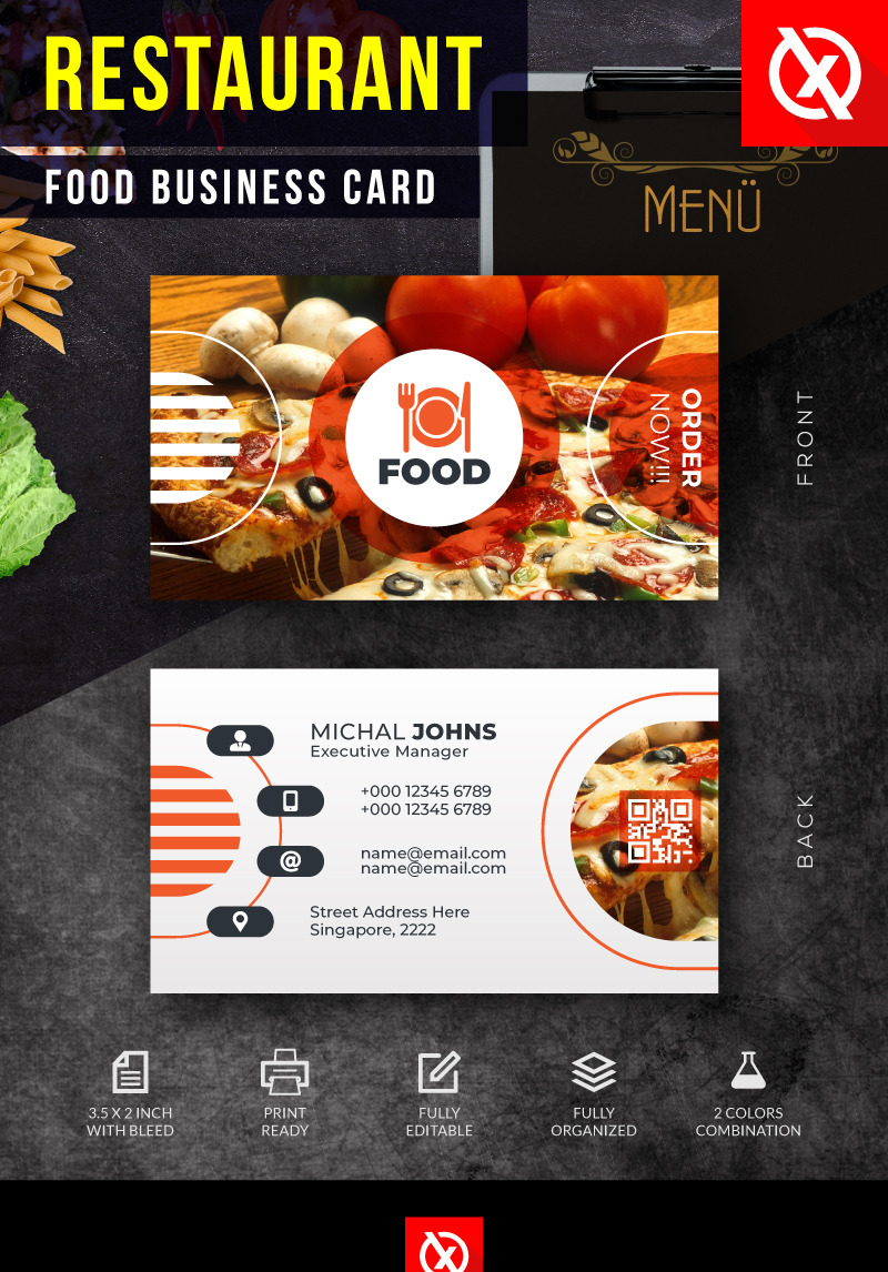 Restaurant & Food Business Card Corporate Identity Template #84471