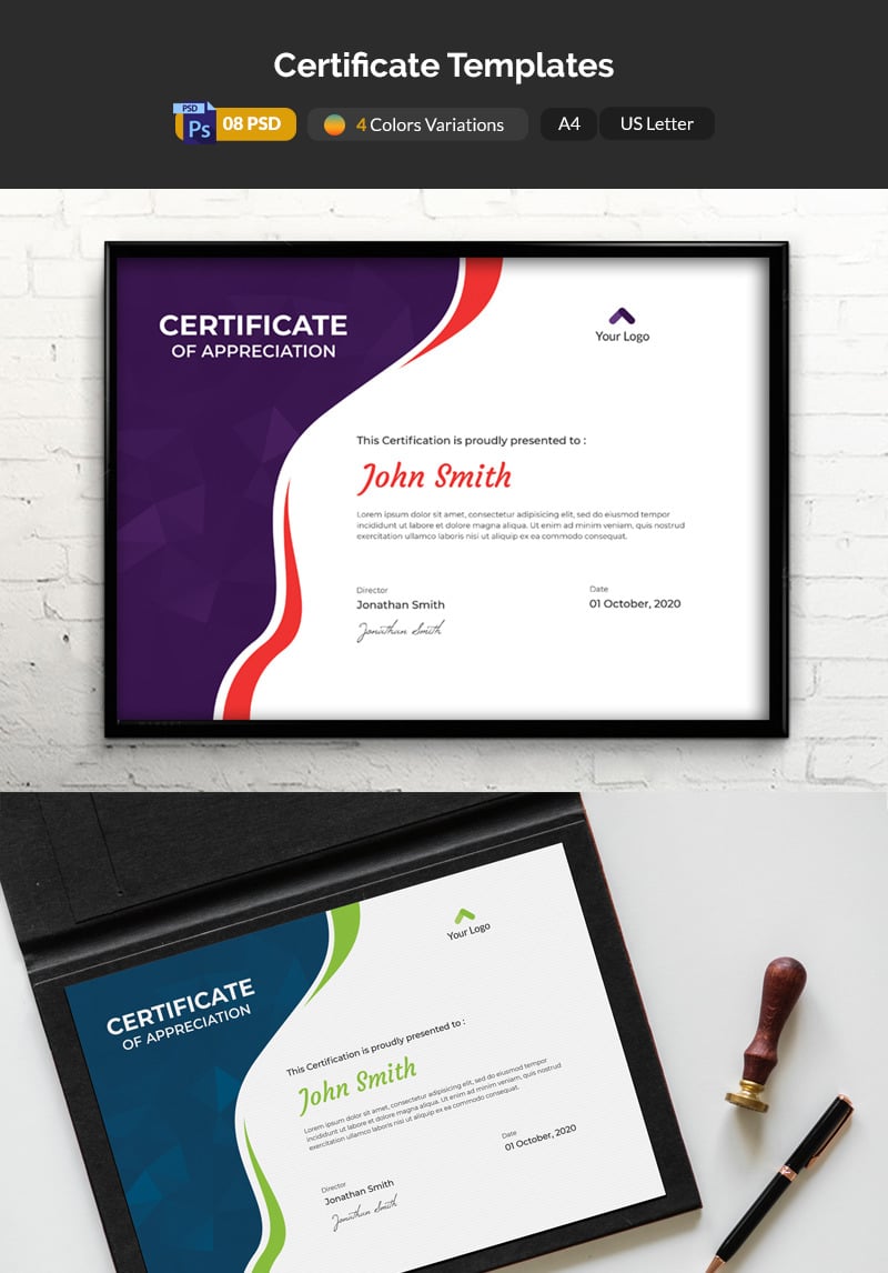 Waves Certificate Template #84440