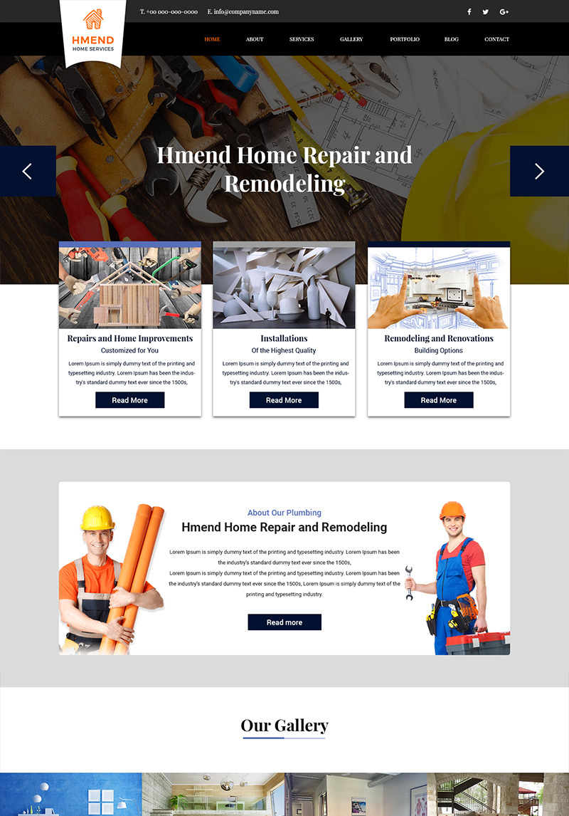 Hmend - Home Remodeling Service PSD Template #84501