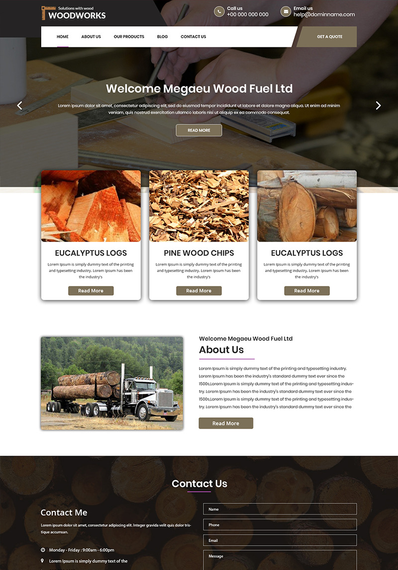 Wood Works - Wood Selling Company PSD Template #84504