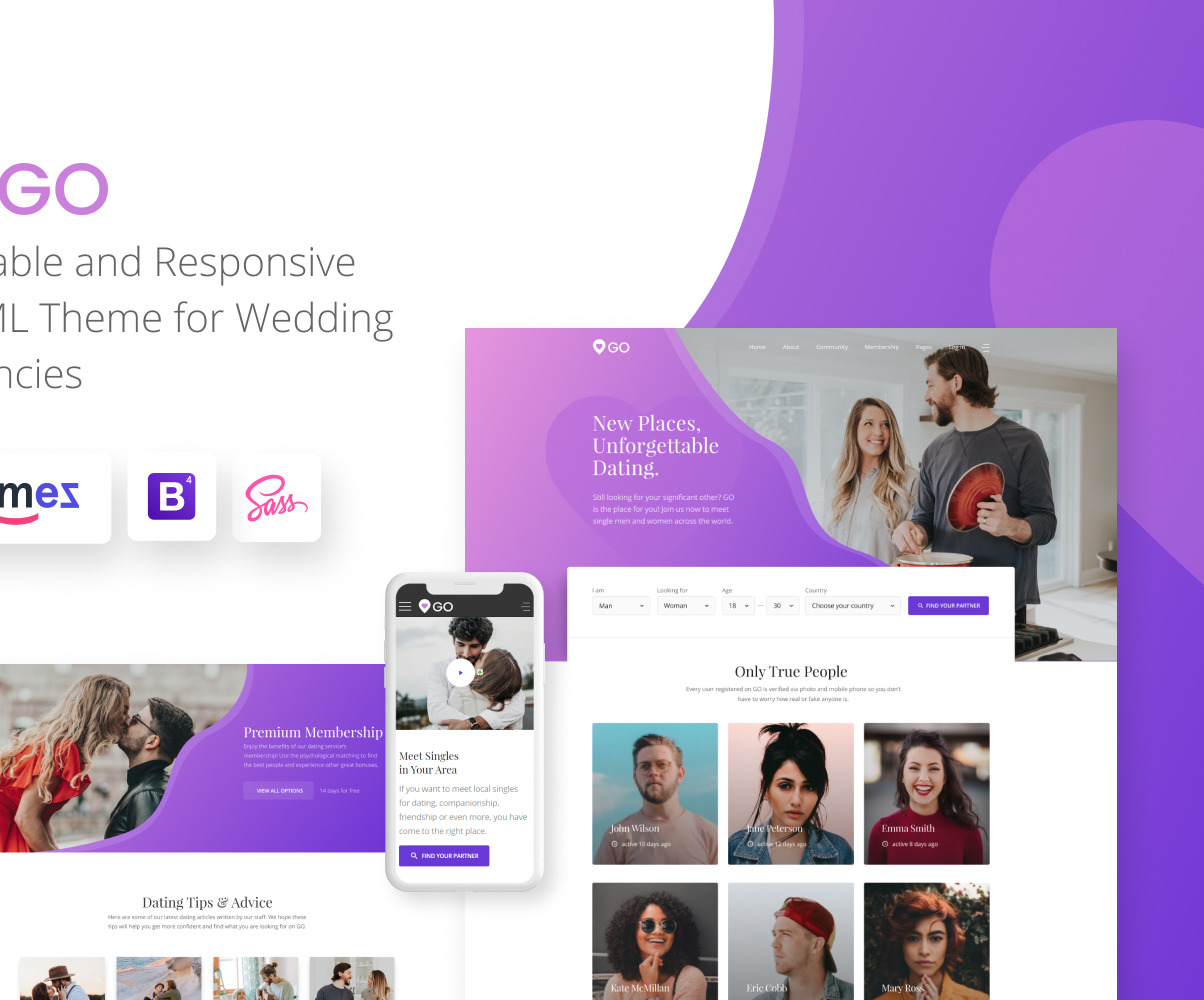 Dating Agency HTML Website Template for Dating Apps - TemplateMonster