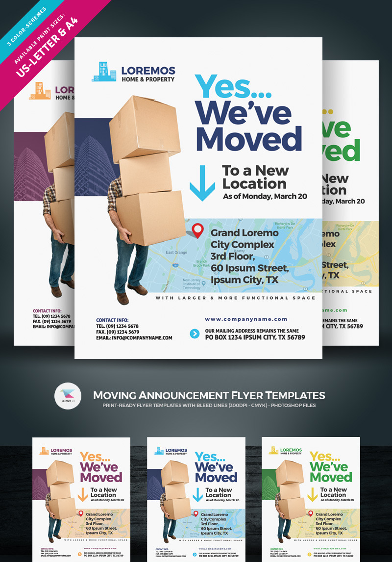 Moving Announcement Flyer Corporate Identity Template #84983