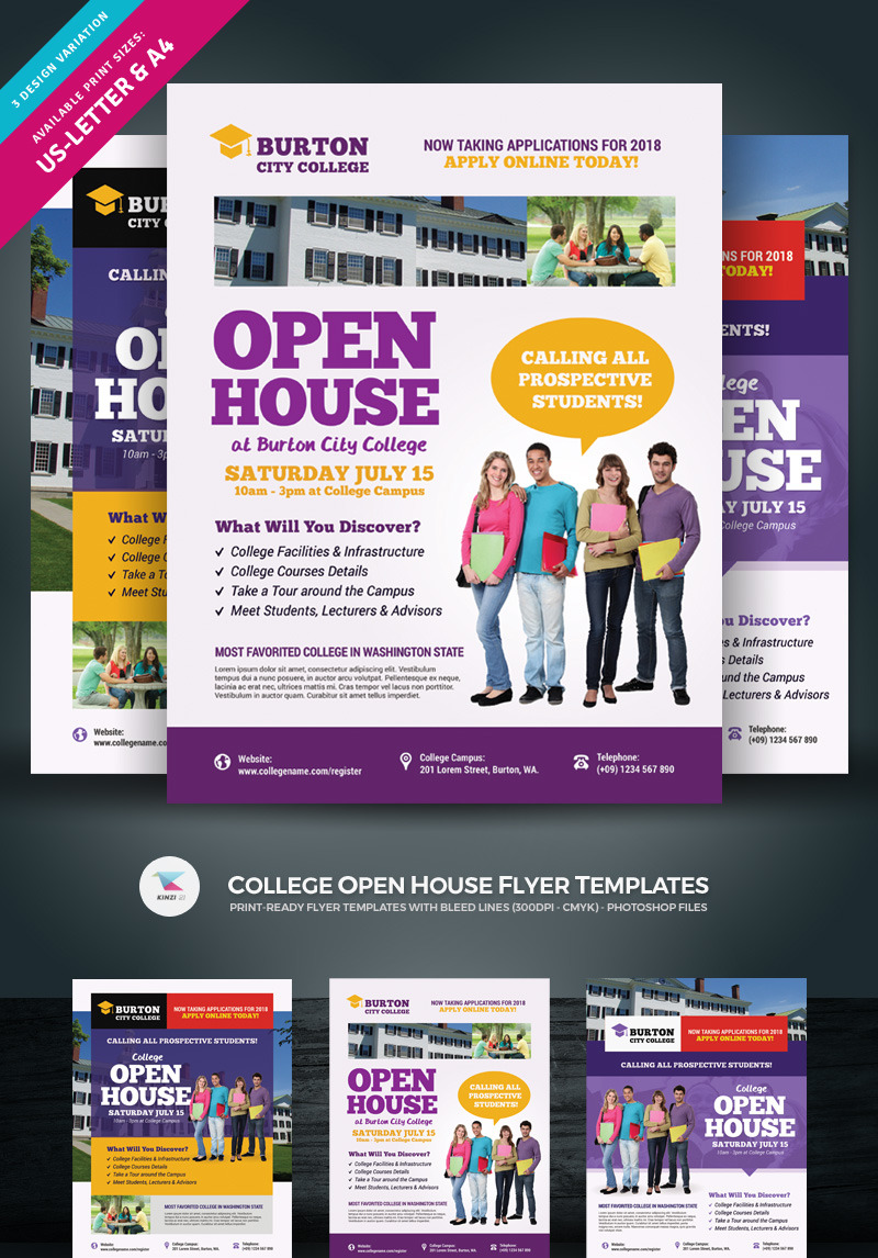 College Open House Flyer Corporate Identity Template #85006
