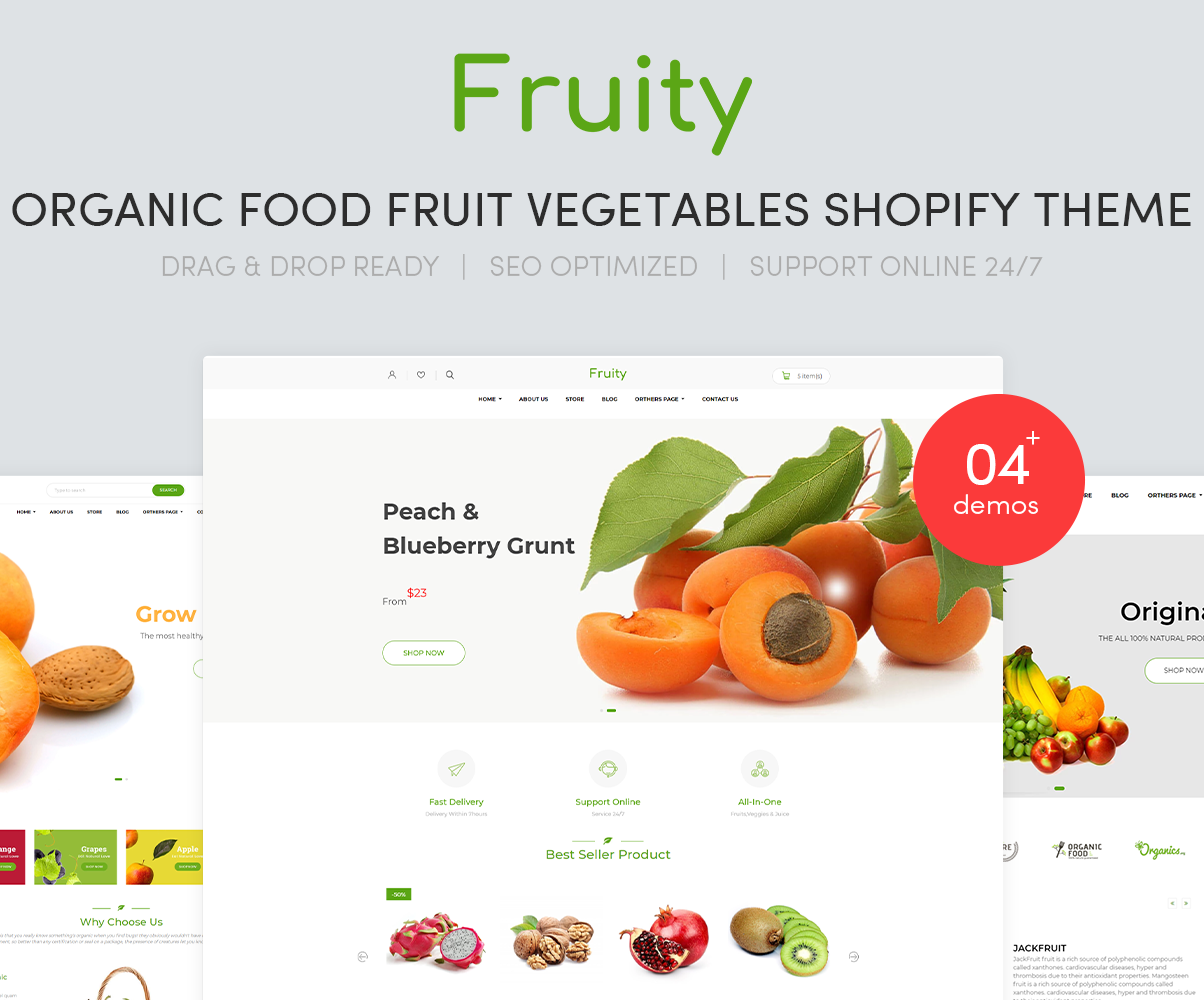 Fruity – Organic Food/Fruit/Vegetables eCommerce Shopify Theme #85088