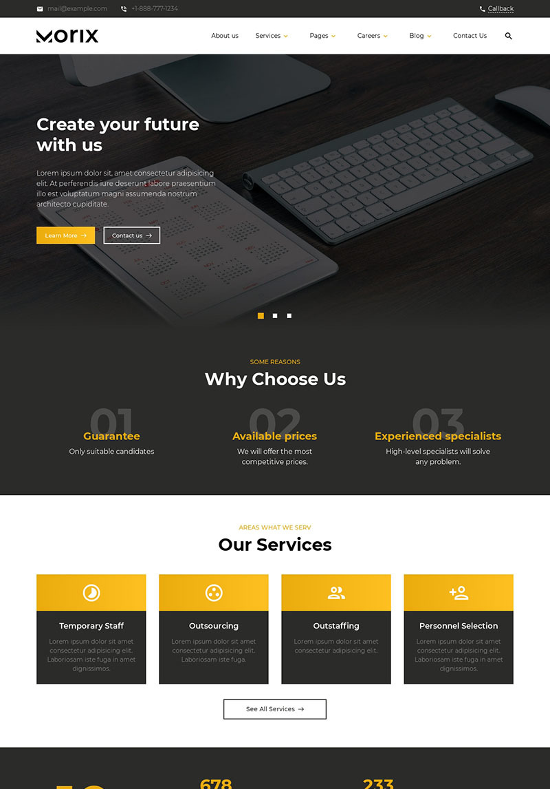Morix - Best Service Personal Multipage Website Template #85079