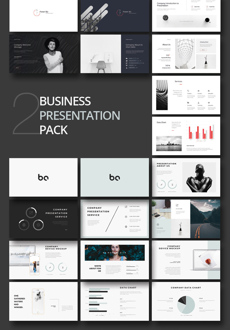 2 Clean Business Presentation Pack PowerPoint Template #85715