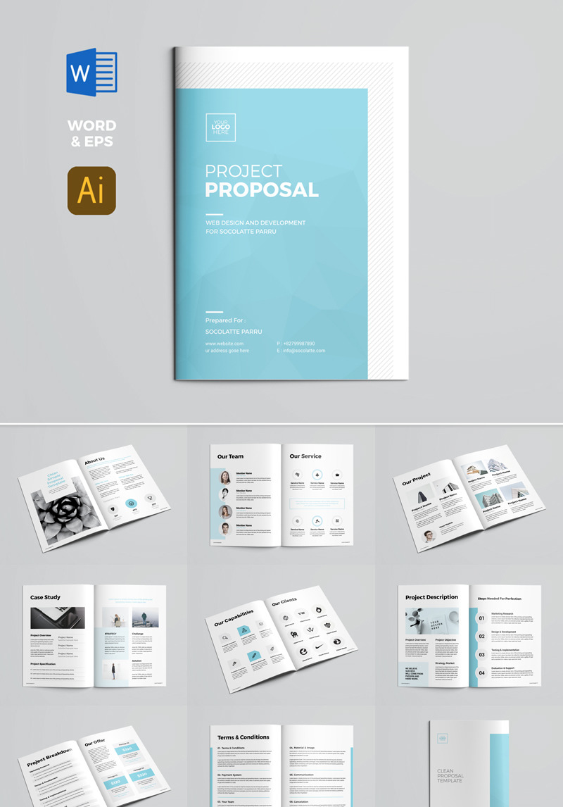 Minimal Project Proposal Corporate Identity Template #86074