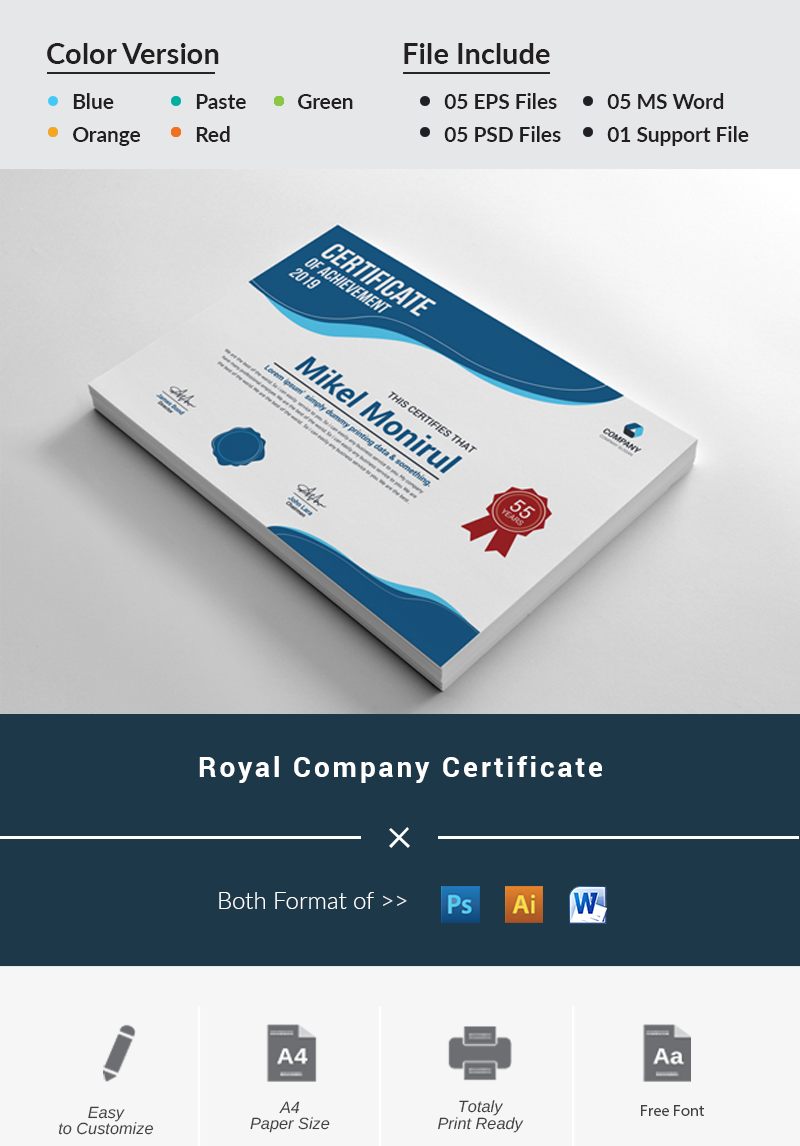 Royal Company Certificate Template #86097