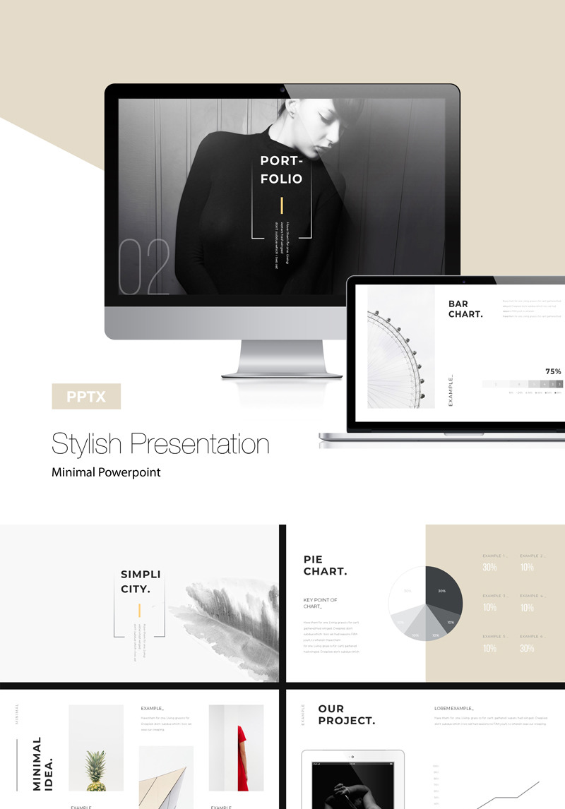 Stylish Minimal PowerPoint Template #86467