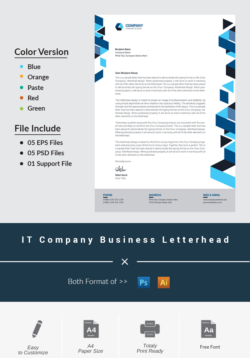 IT Company Business Letterhead Corporate Identity Template #86668