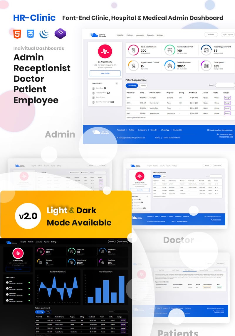 CRM - HR-Clinic | Clinic, Hospital, Medical Admin Template #86982