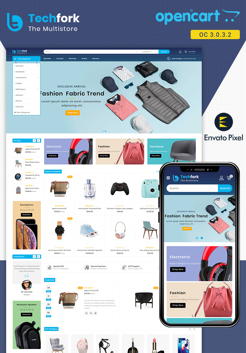 Techfork - Electronics Store OpenCart Template #87169