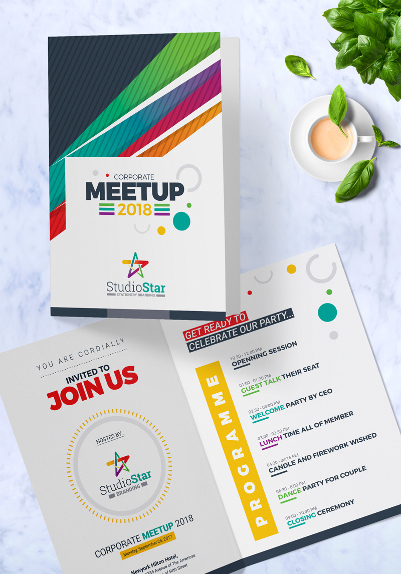 Corporate Meet-up Invitation Card Template PSD Template #87276