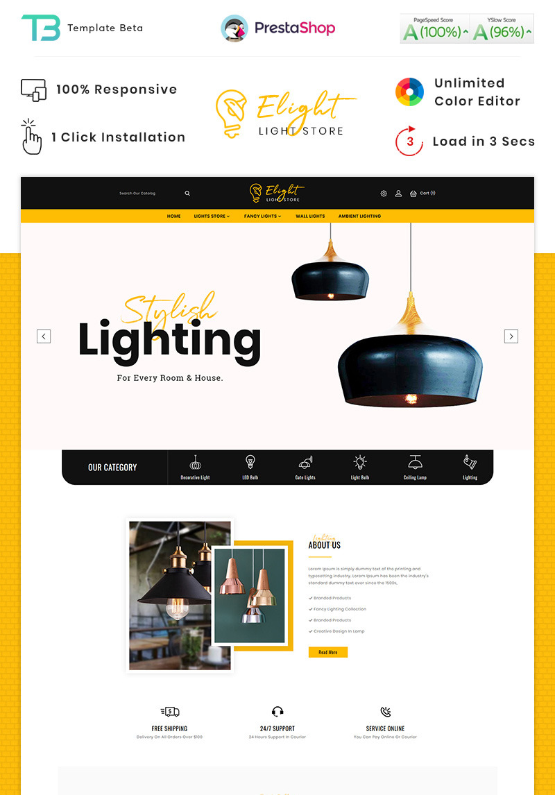 E-Light - LED Lighting Store PrestaShop Theme