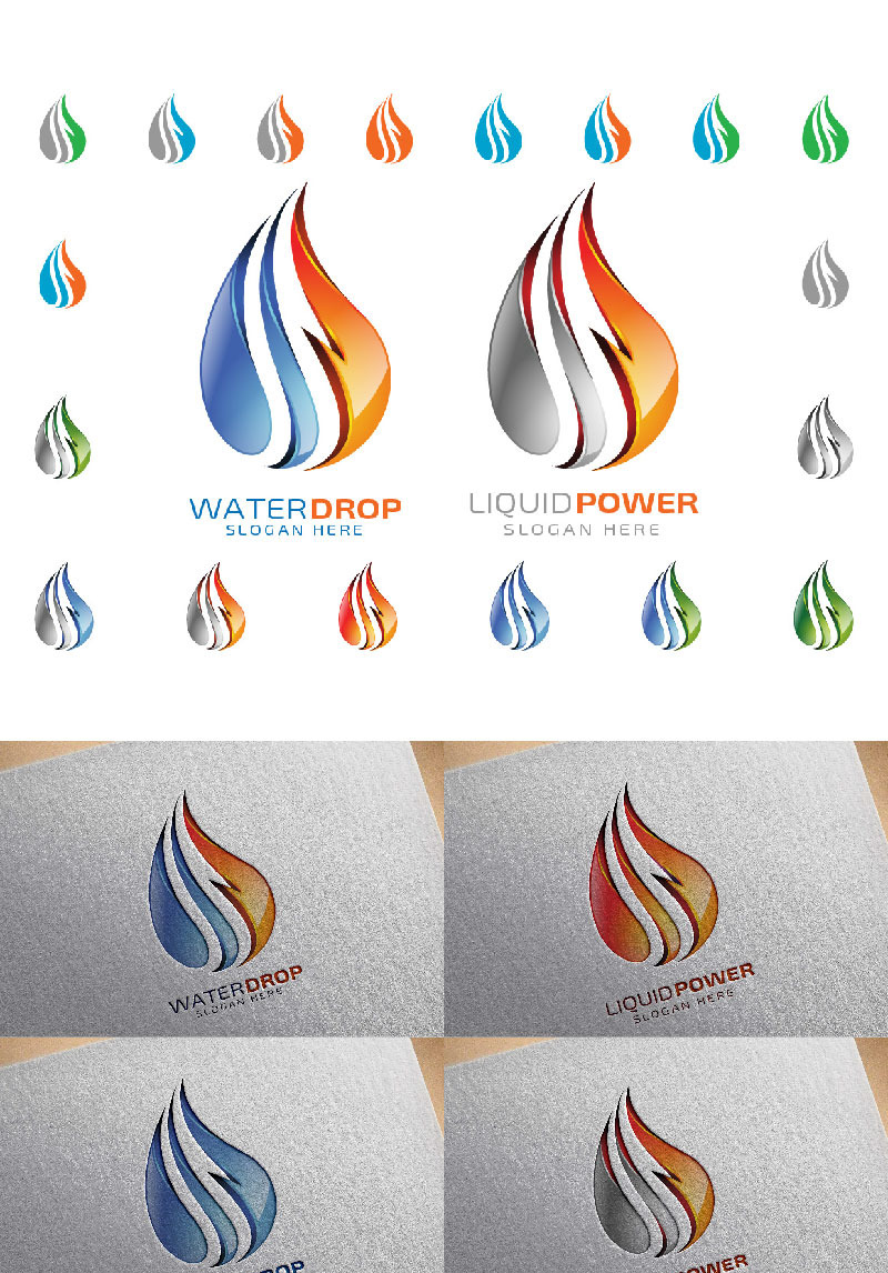 3D Water Drop Logo Template #90548