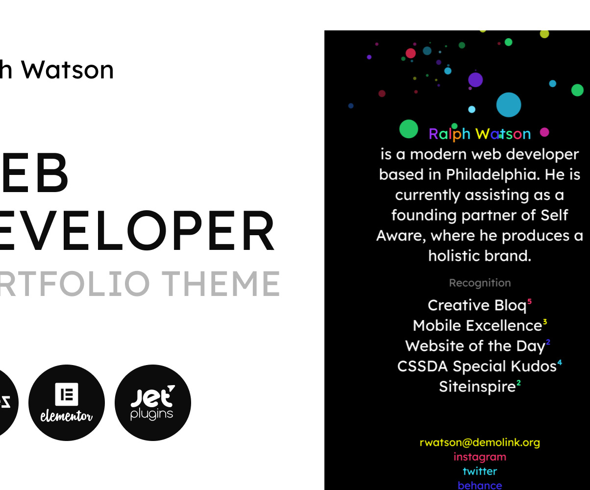 Web Portfolio - Minimalistic Web Developer Portfolio Template WordPress ...