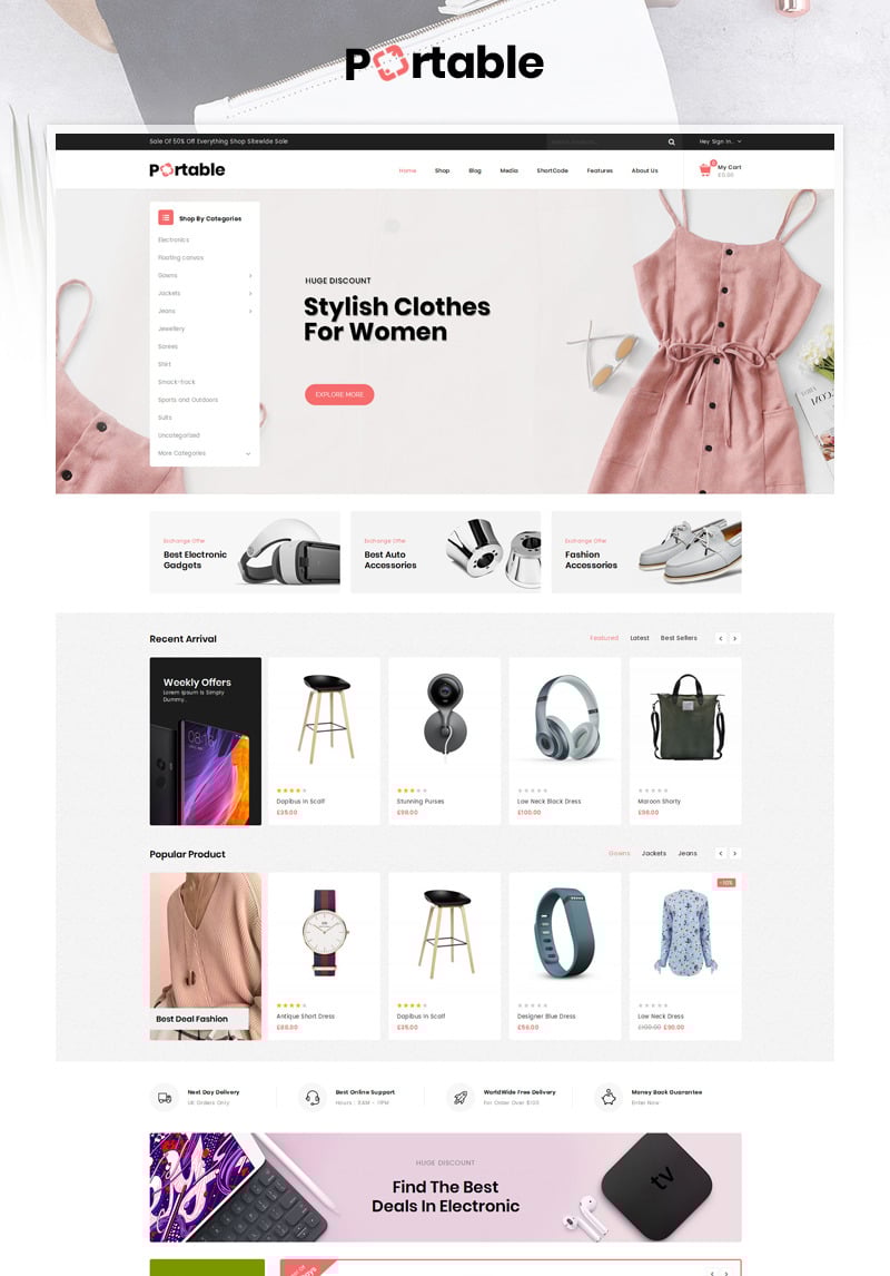 Portable - MegaStore Responsive WooCommerce Theme #92514
