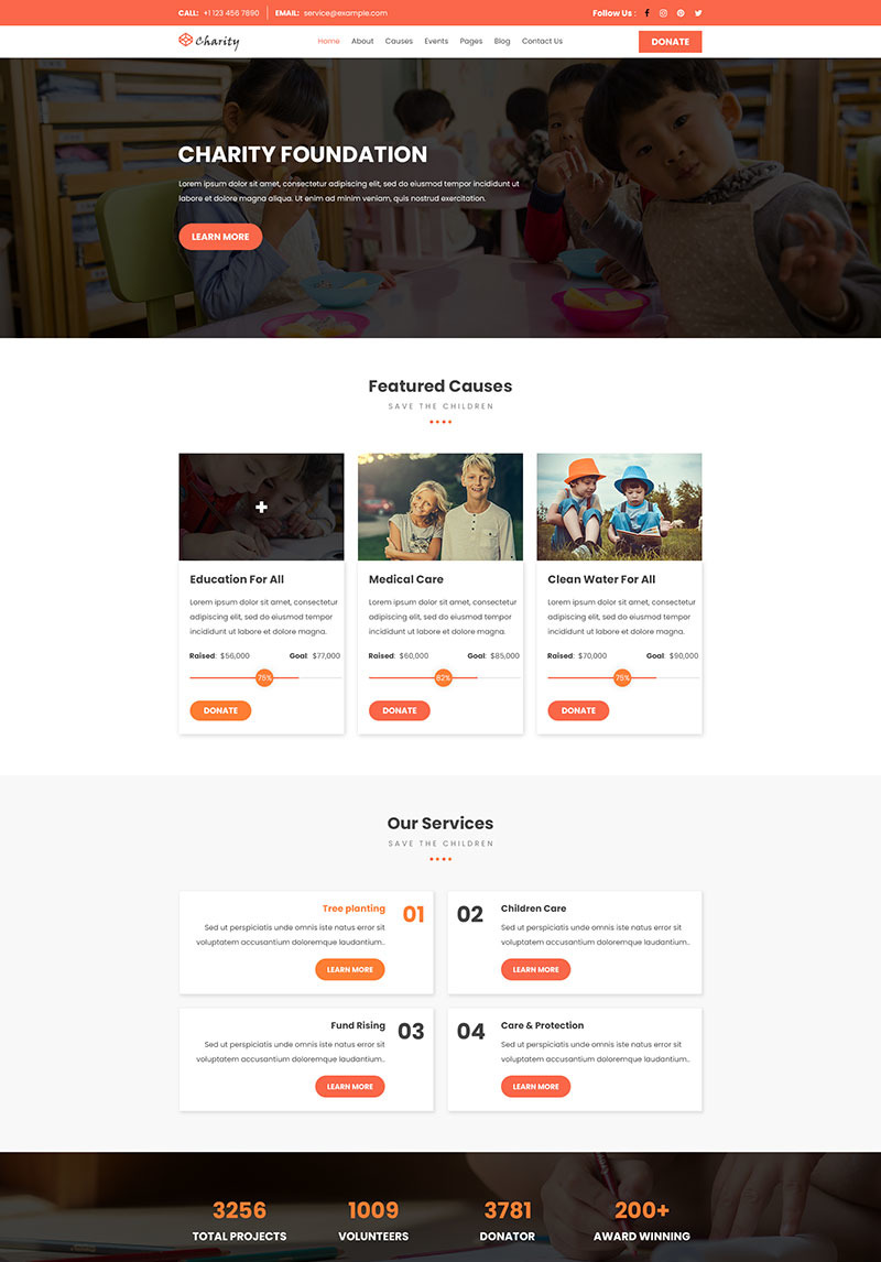 Charity Foundation | Charity PSD Template #93226