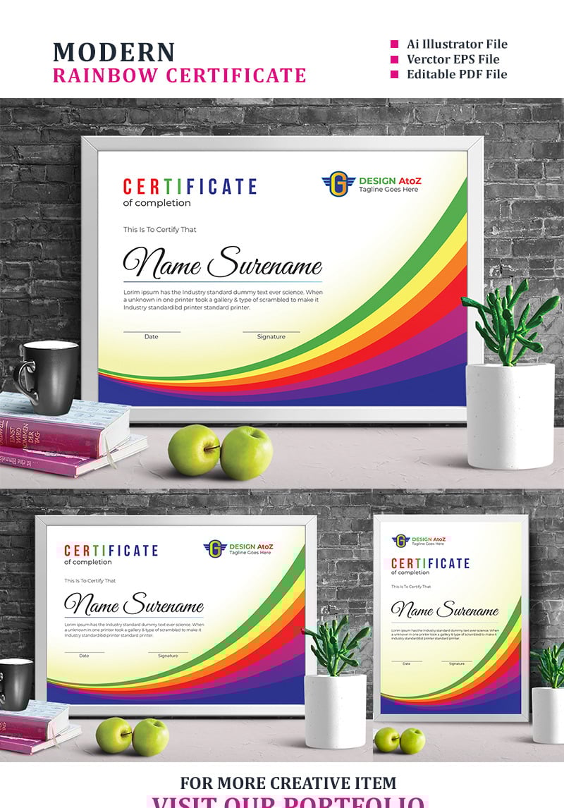 Rainbow Certificate Template #94329
