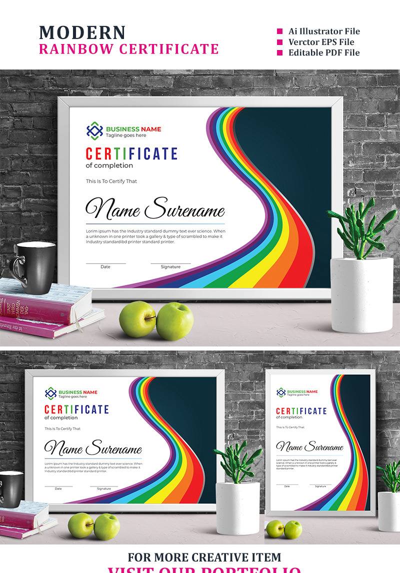 Rainbow Color Design Certificate Template #94328