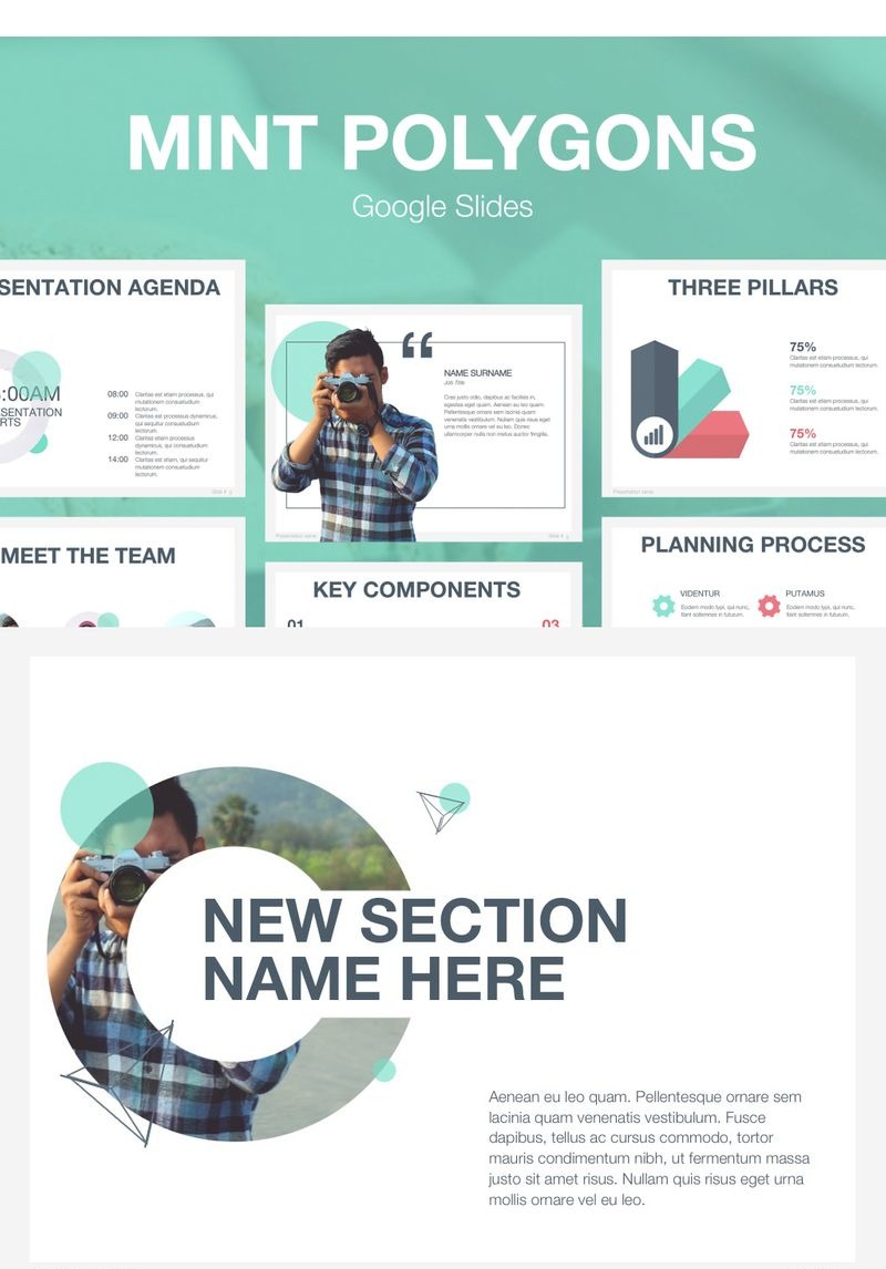 Mint Polygons Google Slides #94701