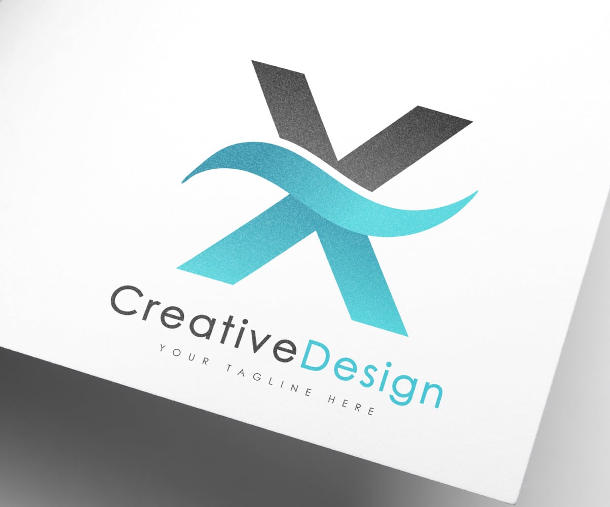 Creative X Letter Blue Wave Design Logo Template #95886